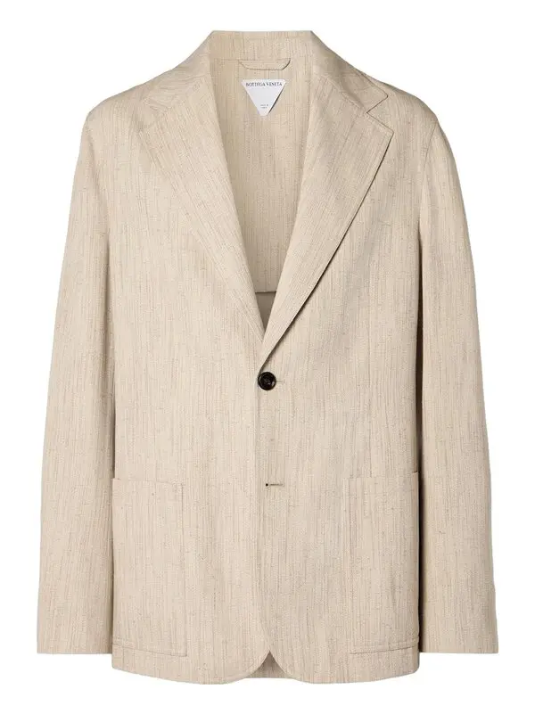 Bottega Veneta Oversized Woven Suit Jacket - Neutrals