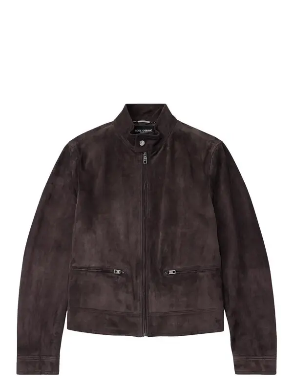 Dolce & Gabbana Suede Moto Jacket - Brown
