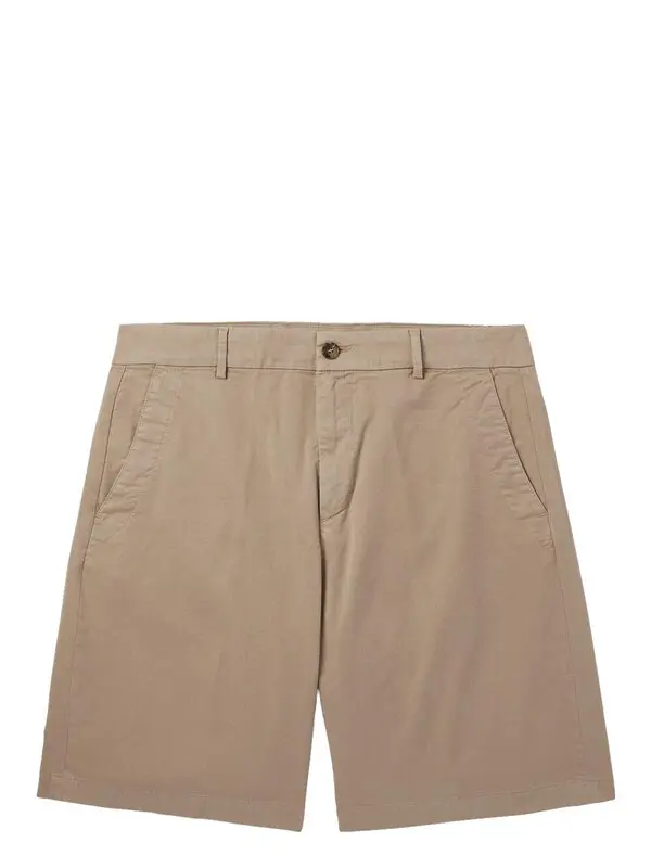Canali Straight-leg Stretch-cotton Twill Bermuda Shorts - Neutrals