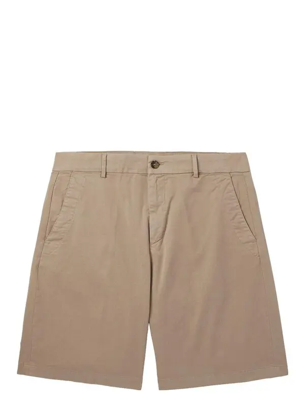 Canali Straight-leg Stretch-cotton Twill Bermuda Shorts - Neutrals