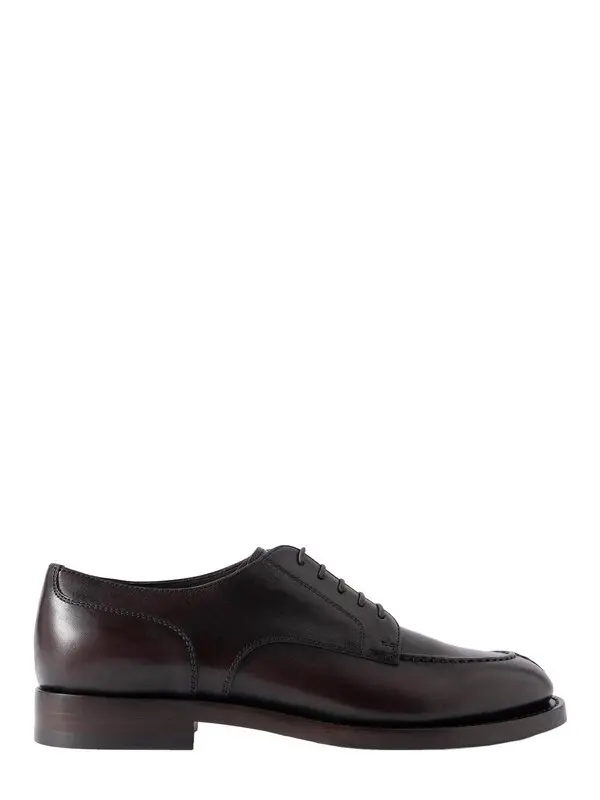 Brunello Cucinelli Leather Derby Shoes - Burgundy