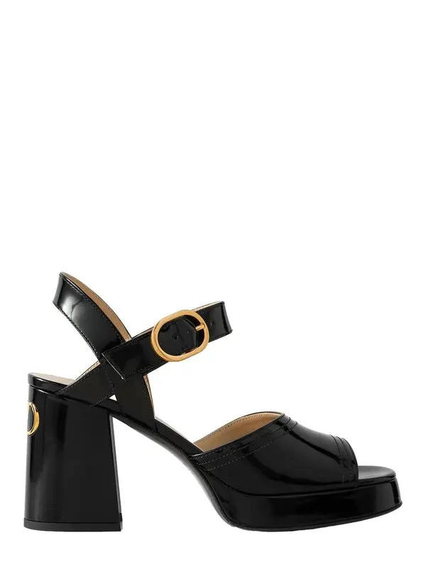 Valentino Garavani Fawcette Patent-leather Platform Sandals - Black