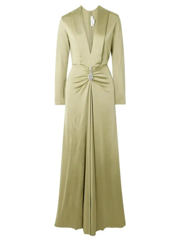 Victoria Beckham Crystal-embellished Gathered Gown - Green
