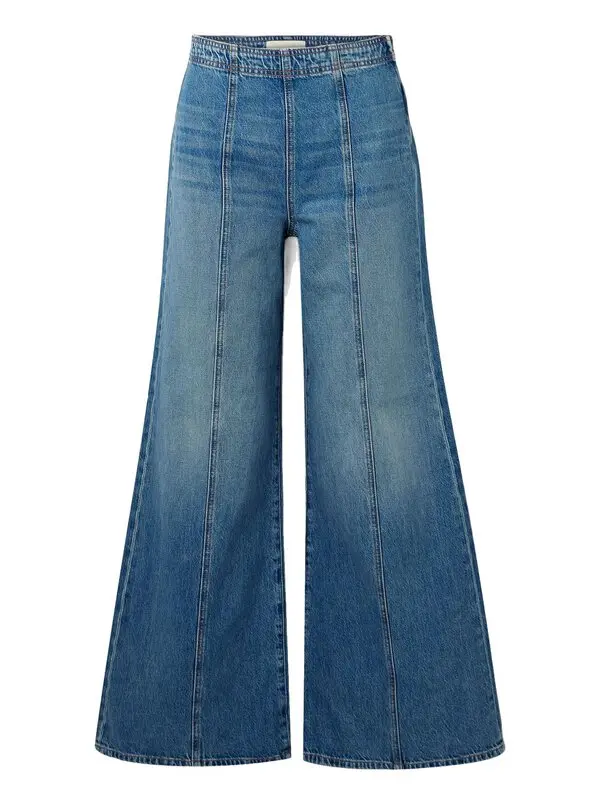 Ulla Johnson The Bianca Paneled High-rise Wide-leg Jeans - Blue