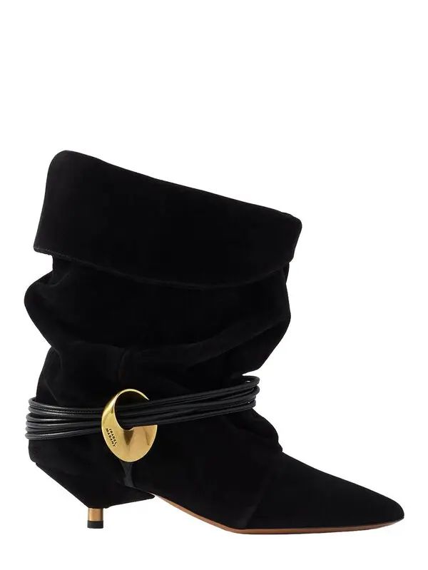 Isabel Marant Edrika Leather-trimmed Suede Ankle Boots - Black