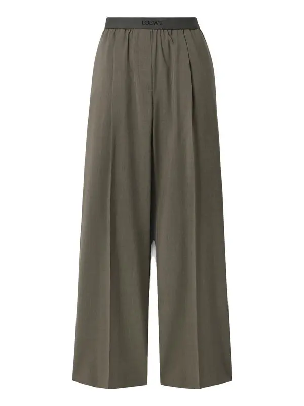 Loewe Pleated Wool Straight-leg Trousers - Green