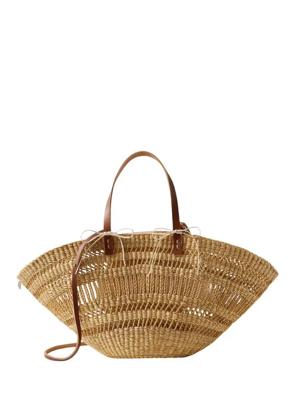 Muuñ Colette Leather-trimmed Straw Tote - Brown