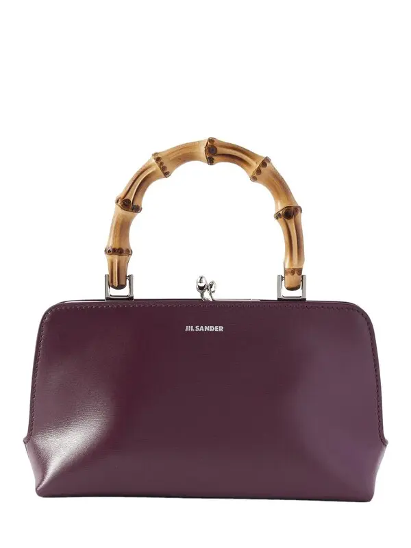 JIL SANDER Mini Bamboo And Leather Tote - Burgundy