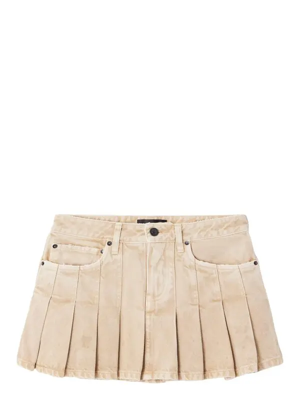 Balenciaga Pleated Denim Mini Skirt - Neutrals
