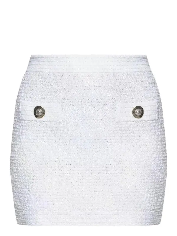 Balmain Tweed Mini Skirt - White