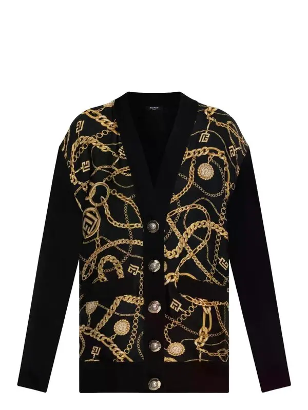 Balmain Chain-print Cardigan - Black