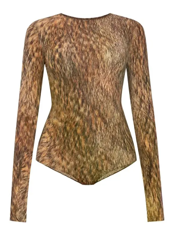 MAISON MARGIELA Animal-print Bodysuit - Brown