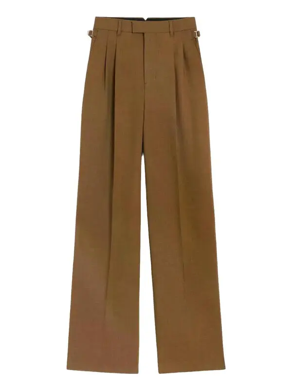 Ami Pleated Wide-leg Trousers - Brown