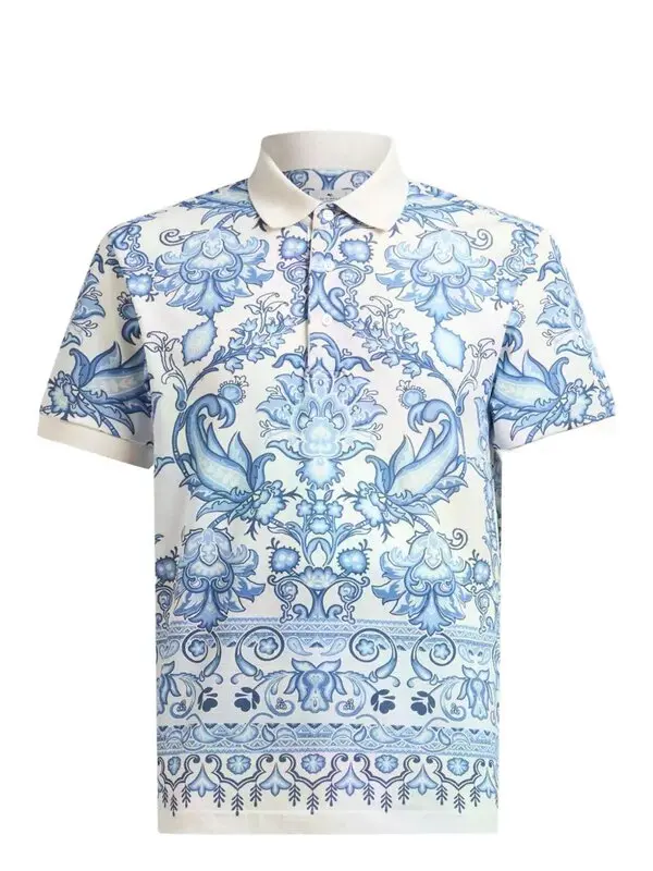 Etro Floral-print Polo Shirt - Blue
