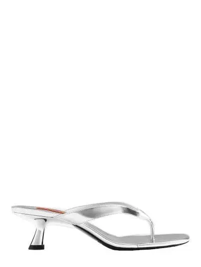 SIMONMILLER Beep Thong Sandal With Kitten Heel - Silver