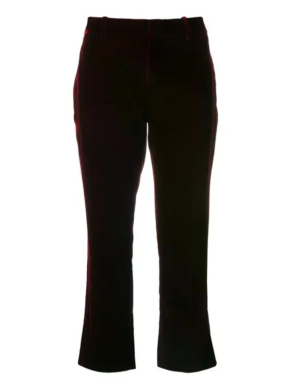 Saint Laurent Burgundy Mid-rise Velvet Trousers - Red