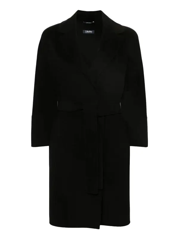 Max Mara Arona Belted Wool Coat - Black