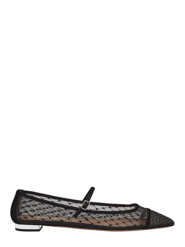 AQUAZZURA Juliette Fishnet Ballerina Flats - Black