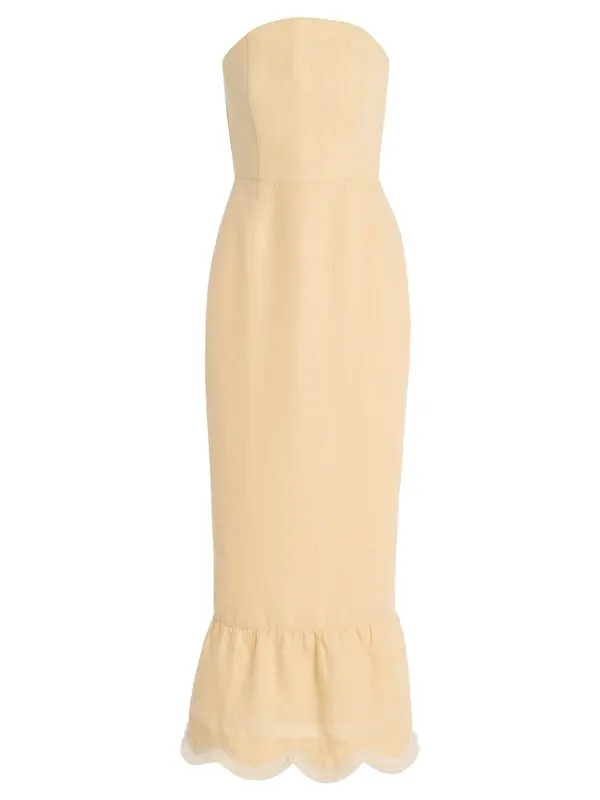 Posse Essie Strapless Linen Maxi Dress - Yellow