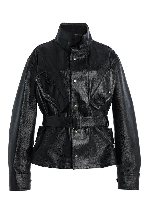 MAISON MARGIELA Belted Coated-cotton Jacket - Black