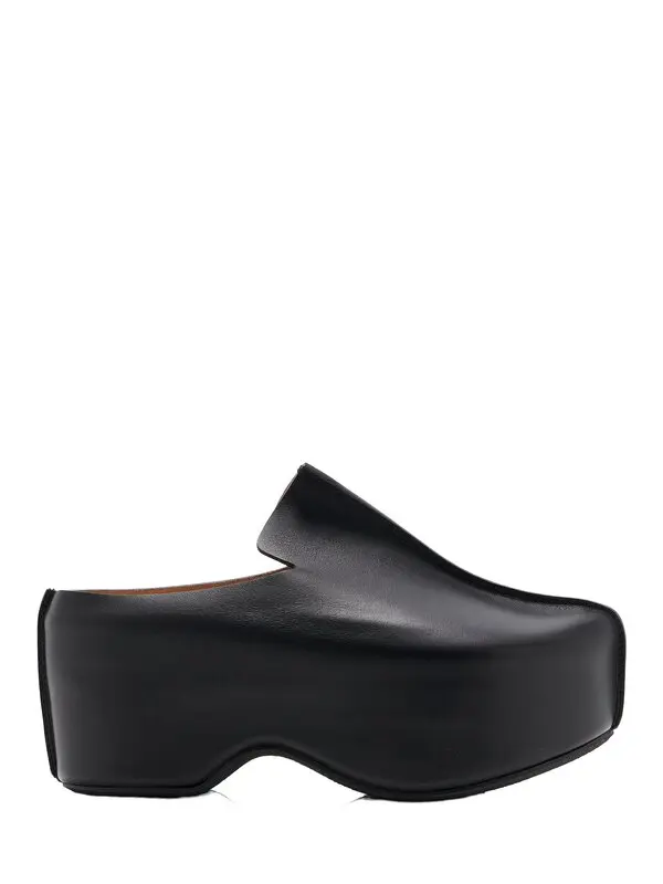 JW Anderson Leather Platform Clogs - Black