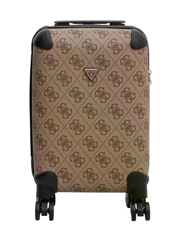 Guess Logo Print Luggage - Brown