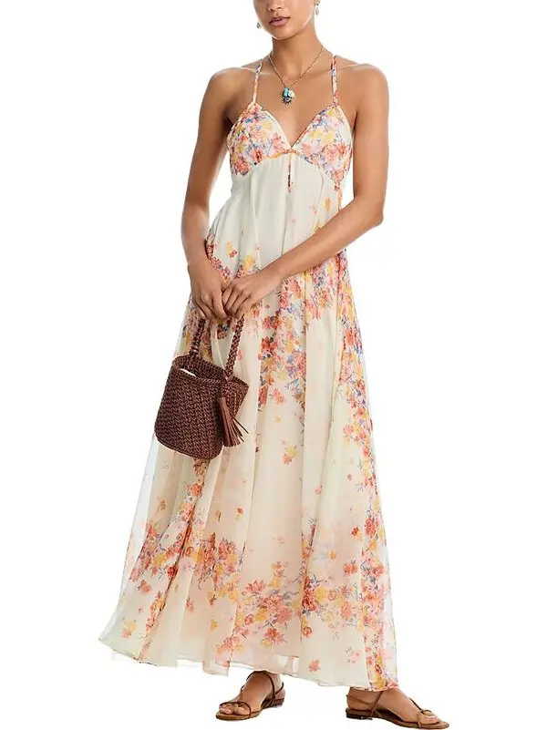 Aqua X Ava Phillippe Floral Maxi Dress - Ivory Multi