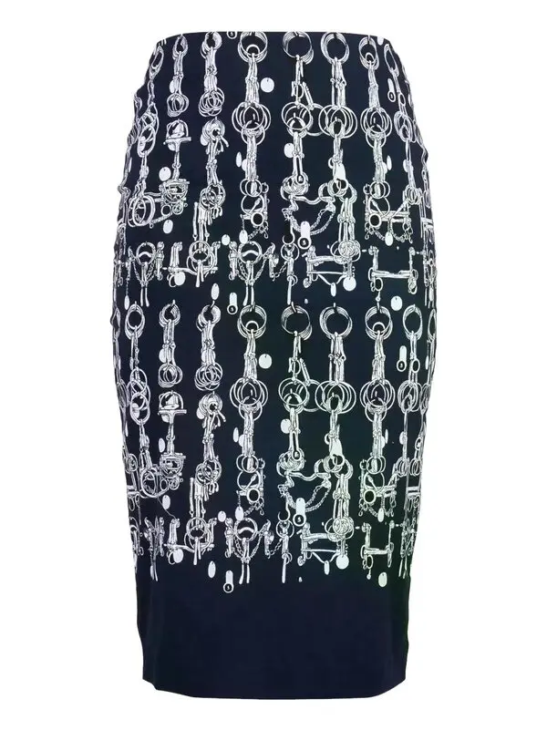 Samantha Sung Pencil Skirt With Chain-link Print - Blue
