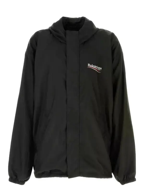 Balenciaga Logo Hooded Jacket - Black