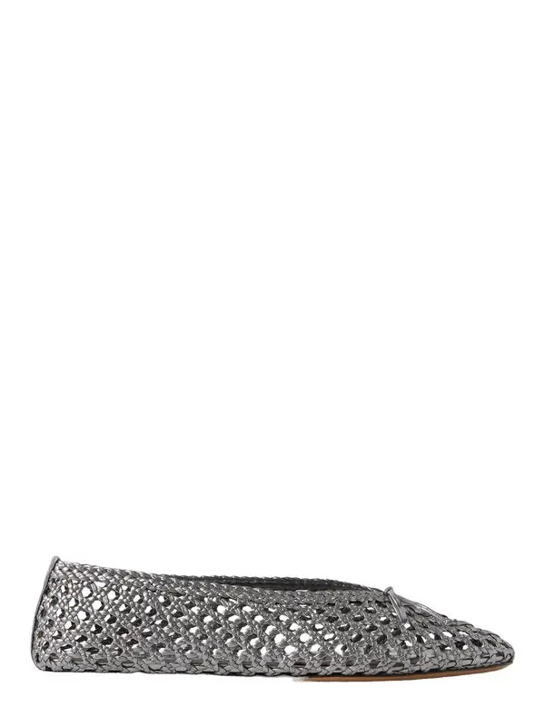 Le Monde Beryl Regency Bow-embellished Woven Ballet Flats - Silver