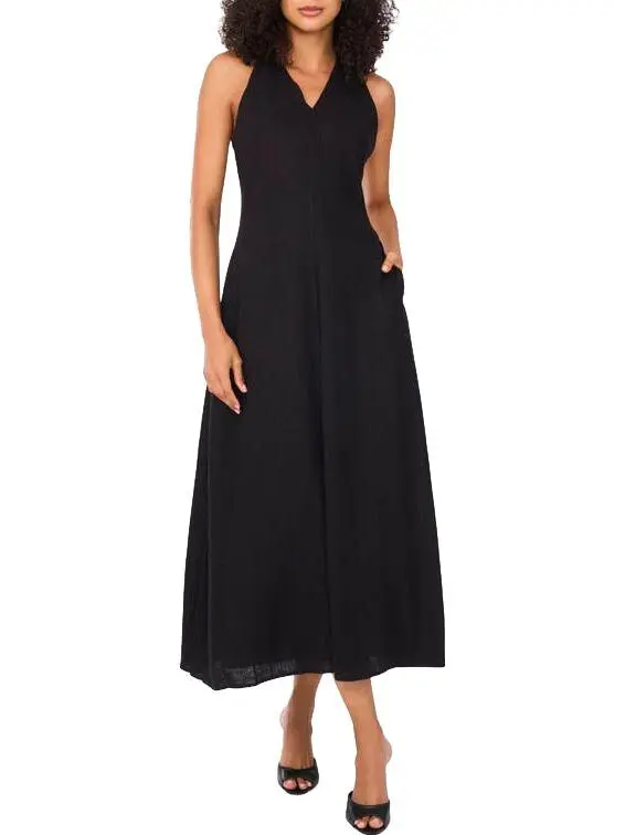 Halogen Contrast Trim Sleeveless Dress - Rich Black