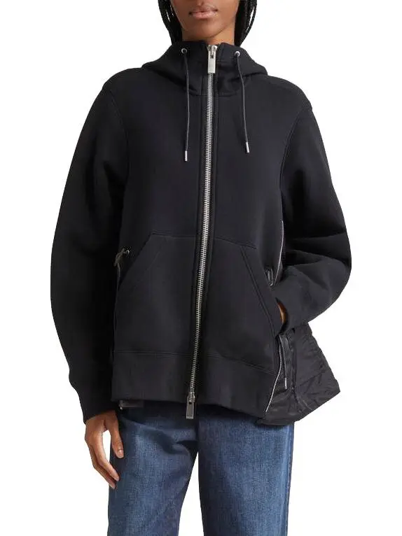 Sacai Sponge Sweat X Nylon Twill Hoodie - Black/ Black 002