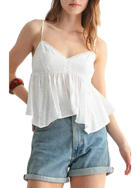 ALL IN FAVOR Lace Detail Handkerchief Hem Camisole - Ivory