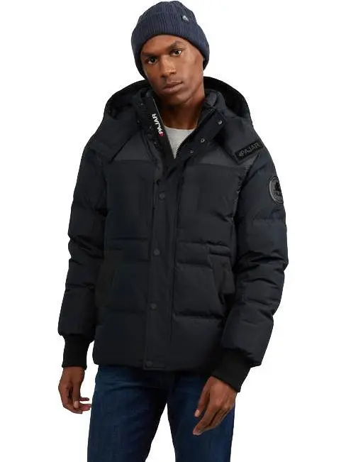 Pajar Comet Mixed Media Puffer With Detachable Hood - Black