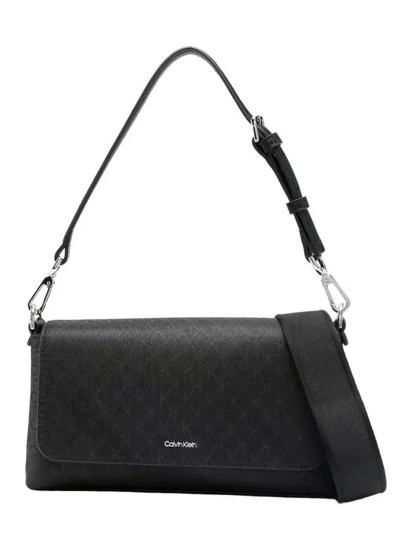 Calvin Klein Monogram-logo Shoulder Bag - Black
