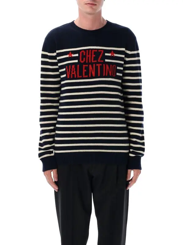 Valentino Garavani Chez Wool Sweater - Dark Blue Stripe