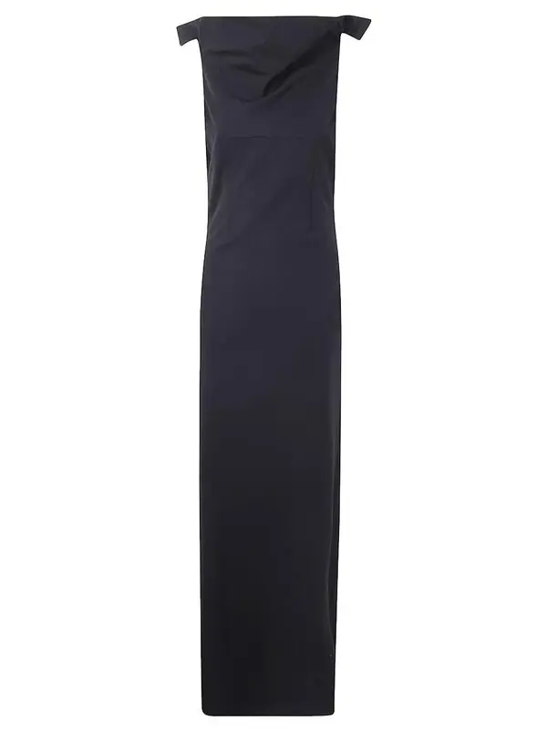 Jean Paul Gaultier Long Backless Dress With Belt - Black