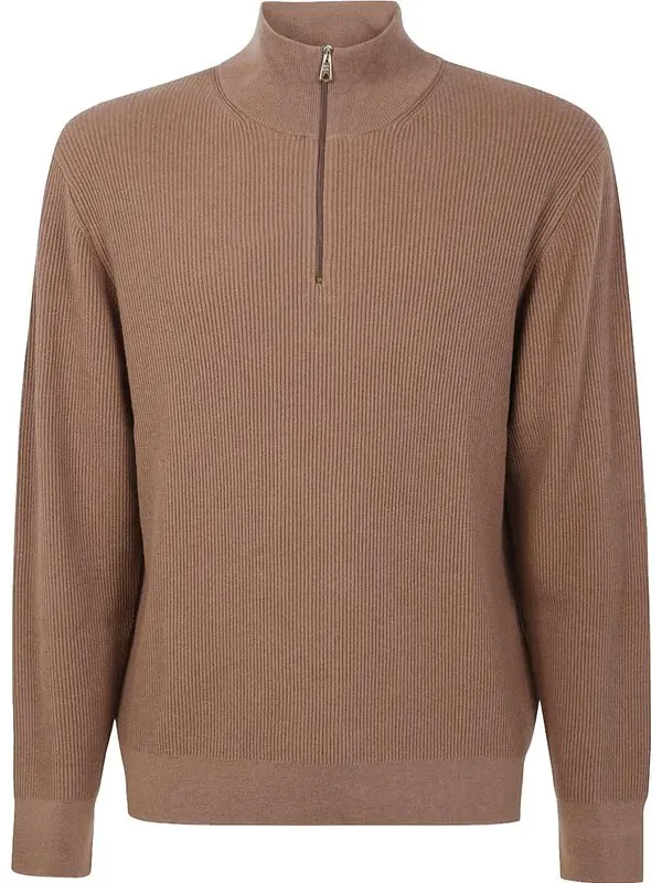 Paul Smith Sweater Zip Neck - Brown