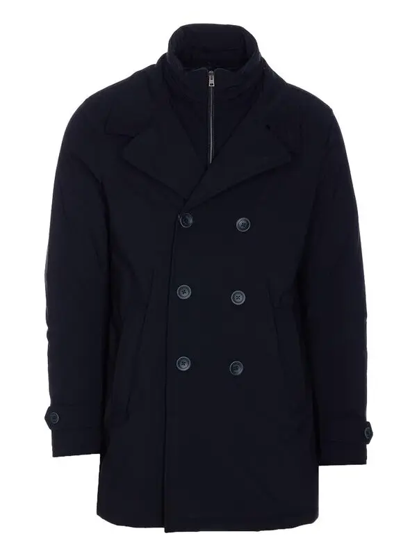Herno Peacoat With Removable Vest - Blue
