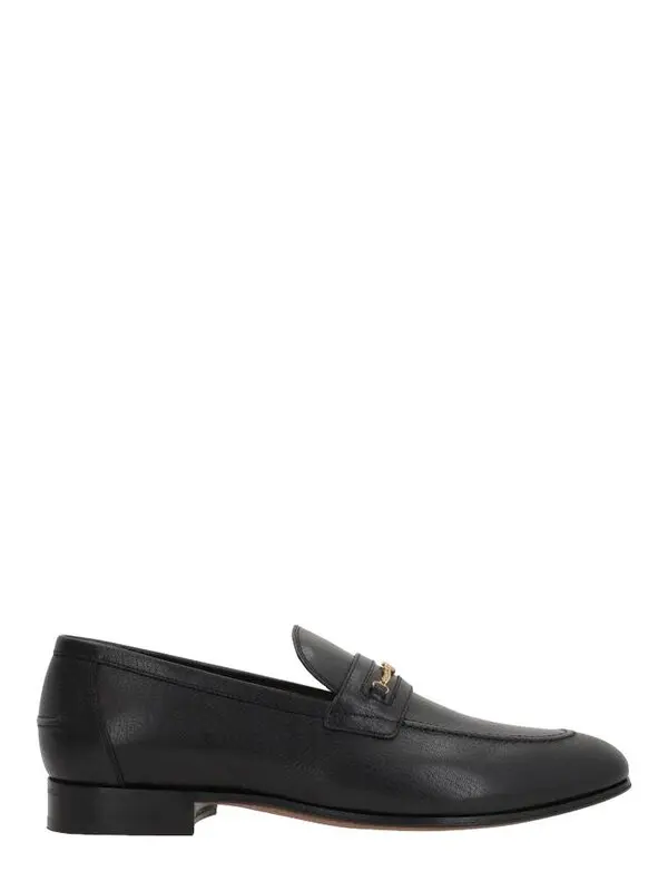 Valentino Garavani Vlogo Grained Leather Loafers - Black