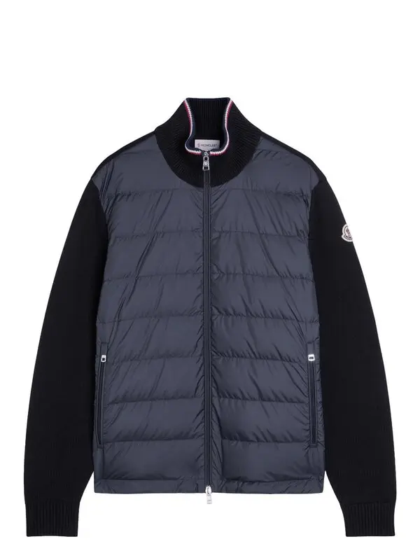 Moncler Quilted Shell And Knit Jacket - Navy