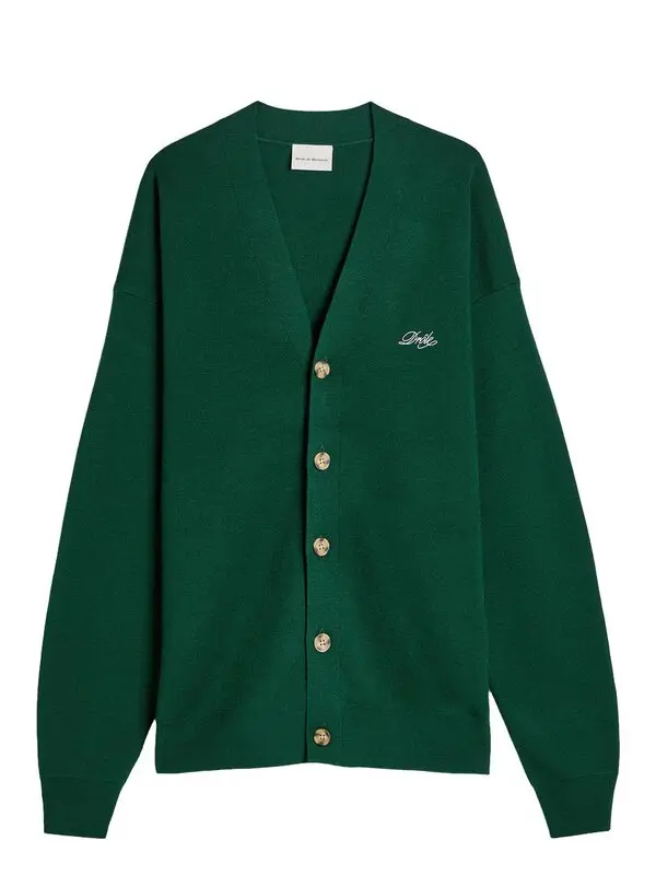 Drole De Monsieur Embroidered Knit Cardigan - Dark Green