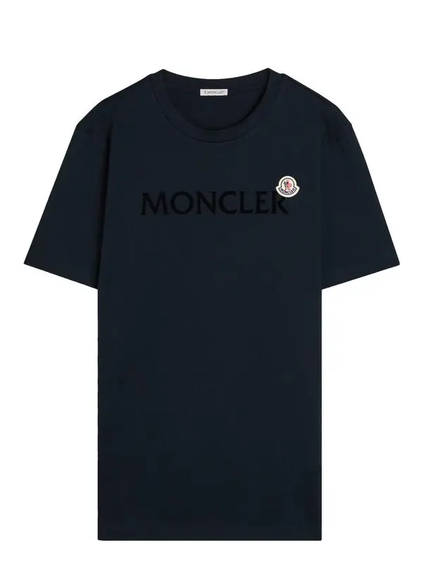 Moncler Logo Badge Cotton T-shirt - Navy
