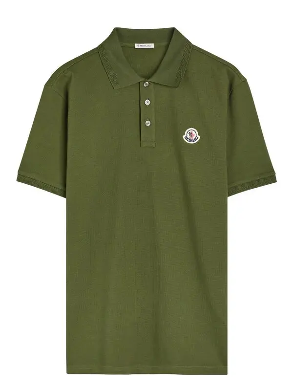 Moncler Logo-appliquéd Piqué Cotton Polo Shirt - Khaki
