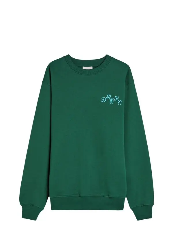 Drole De Monsieur Le Plateau Embroidered Cotton Sweatshirt - Dark Green