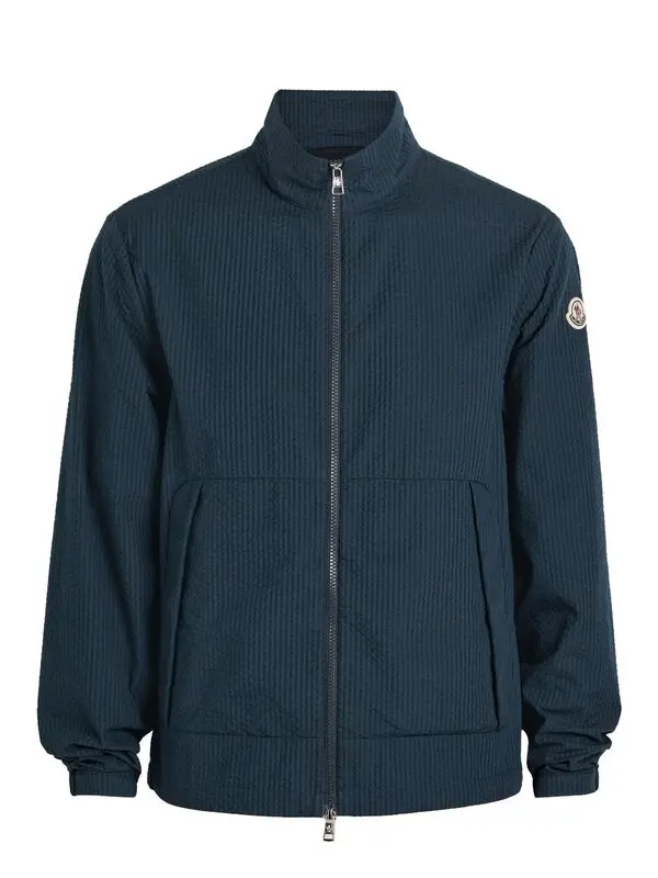 Moncler Seersucker Overshirt Jacket - Navy