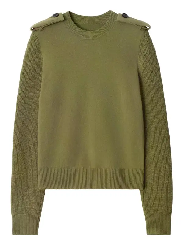 Burberry Checked-epaulettes Sweater - Green