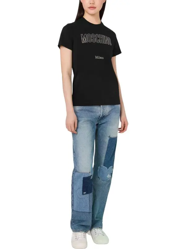 Moschino Embellished Cotton T-shirt - Black
