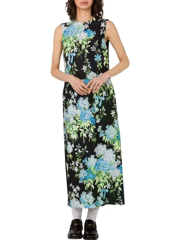 Moschino Floral-print Sleeveless Midi Dress - Black