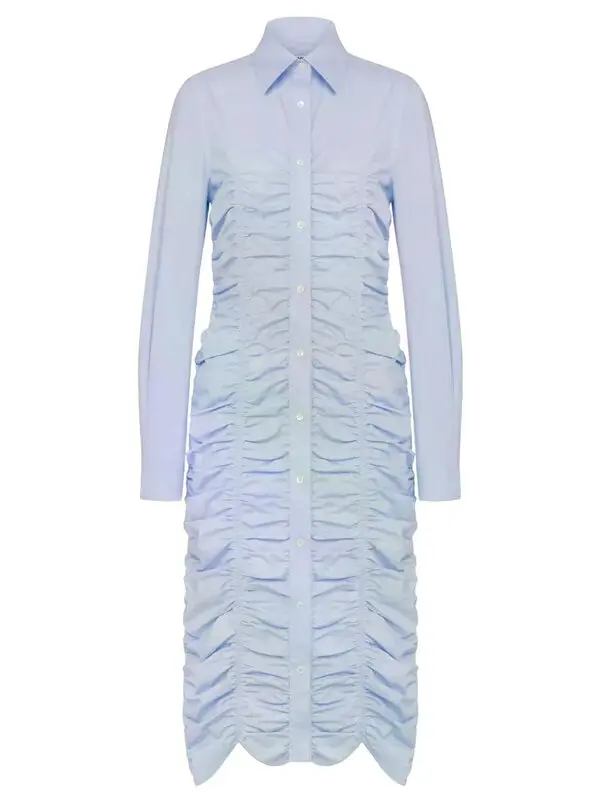 Moschino Ruched Button-down Midi Dress - Blue